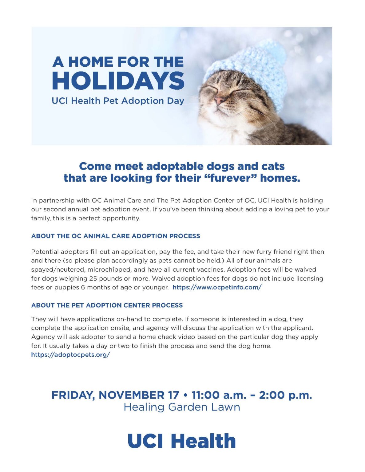 Home for the Holidays – UCI Health – The Pet Adoption Center of Orange ...