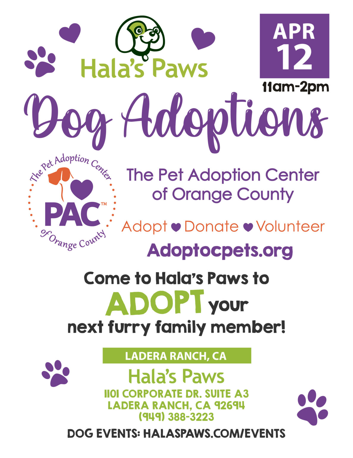 Meet our pups at Hala’s Paws in Ladera Ranch on Saturday, April 12th ...